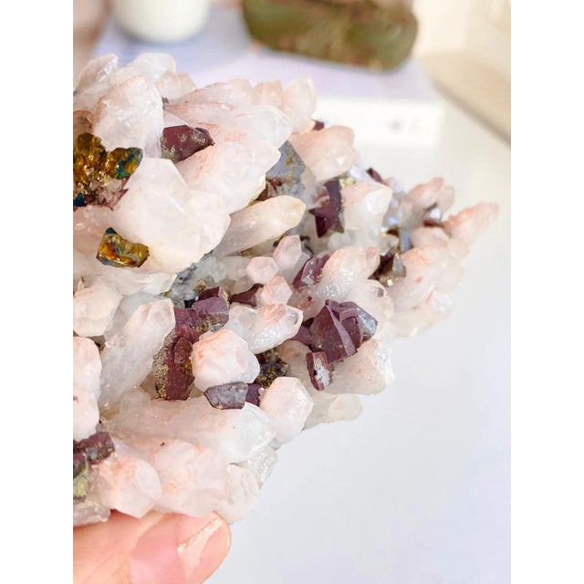 Red Hematite Quartz Pyrite Gold Chalcopyrite Crystal Cluster Display ...