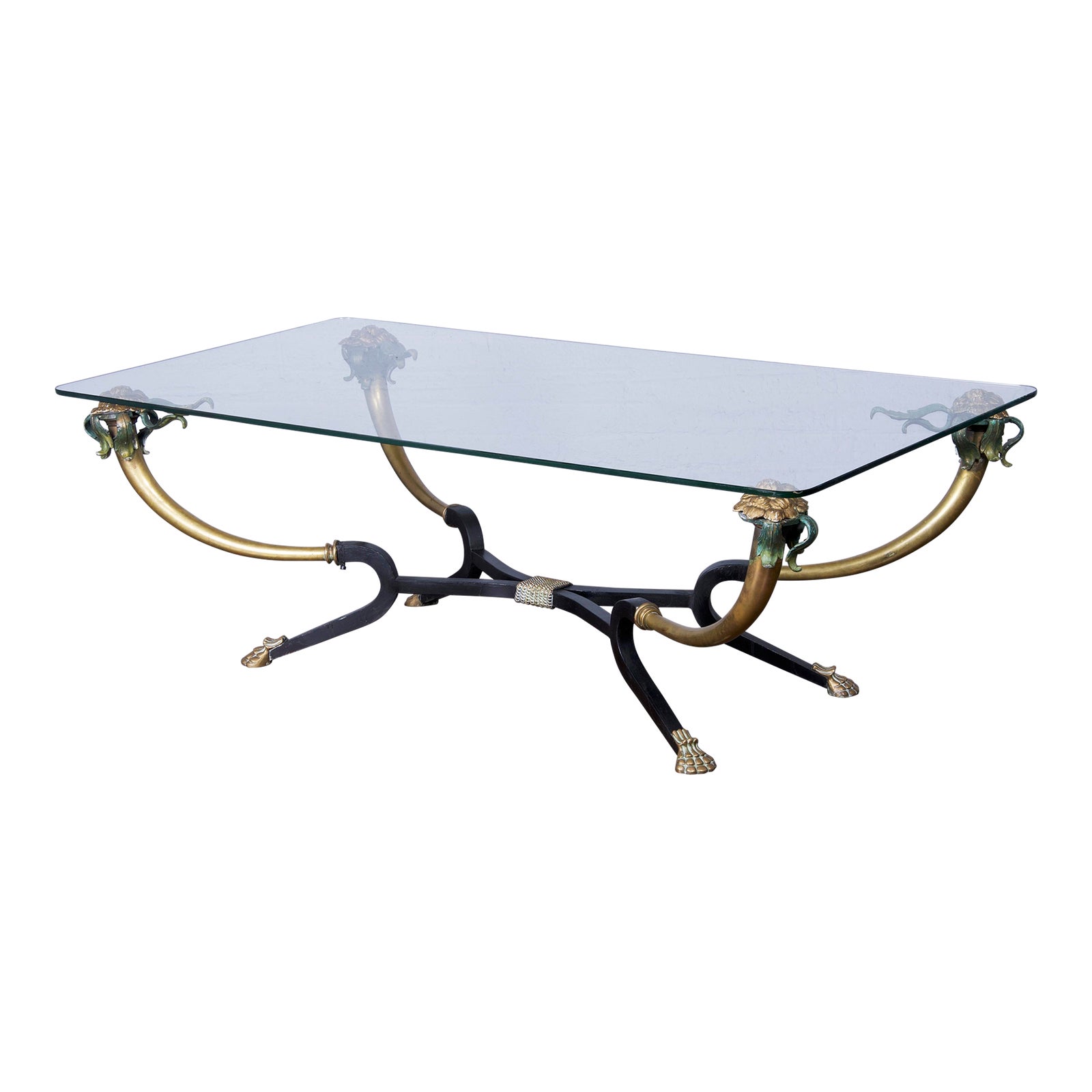 Antique French Empire Napoleon III Style Coffee Table W/ Glass Top ...