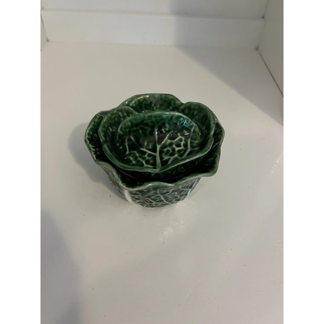 Vintage Majolica Cabbage-Ware Lidded Bowl | Chairish