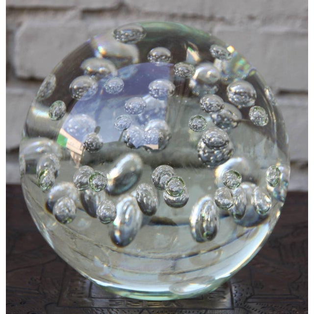 Italian Mid-Century Crystal Sphere With Bubbles | Chairish