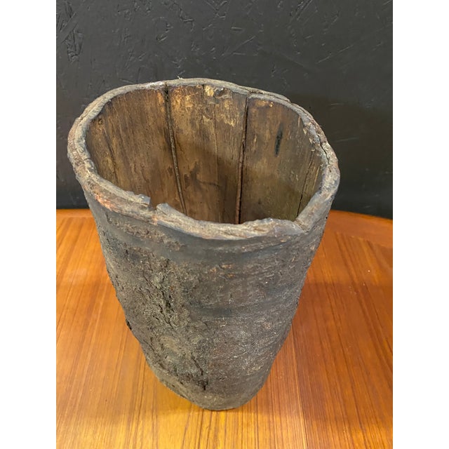 Primitive Small Antique Hollowed Out Tree Trunk Vessel Vase | Chairish