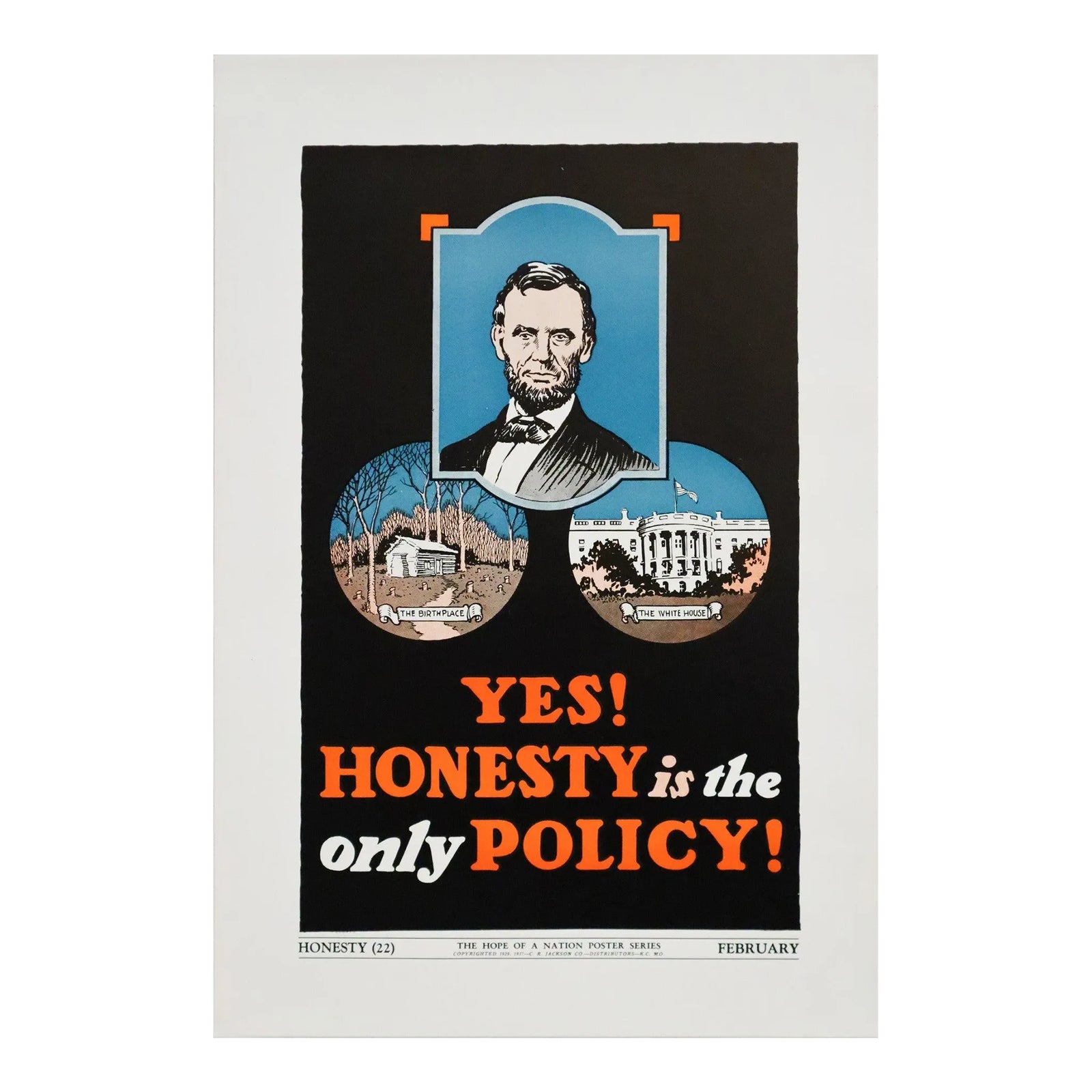 1937 American Hope of a Nation Poster Series, Honesty (Abraham Lincoln ...