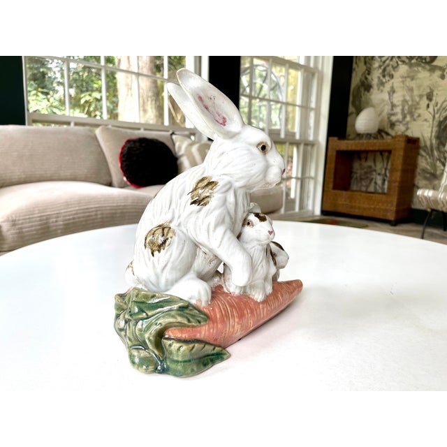 Vintage Provencal Ceramic Bunny Statue | Chairish