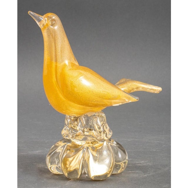 Murano Venetian Gold Glass Bird Figure | Chairish