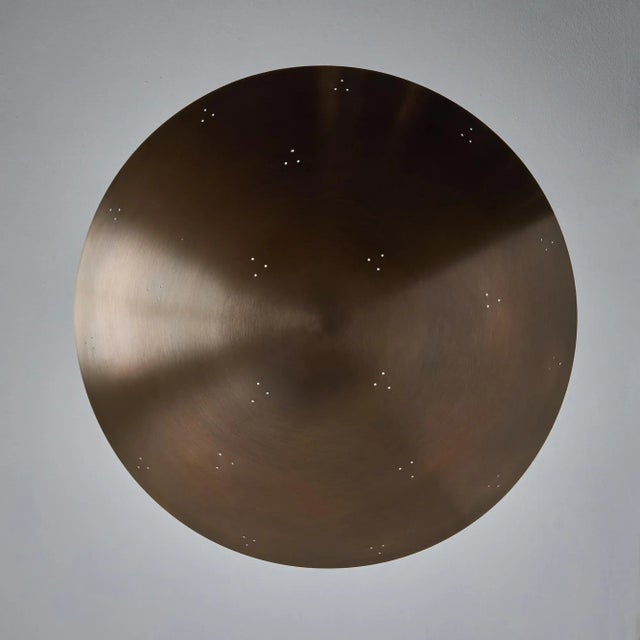 Two Enlighten 'Rey 20' Perforated Patinated Brass Dome Ceiling Lamp ...
