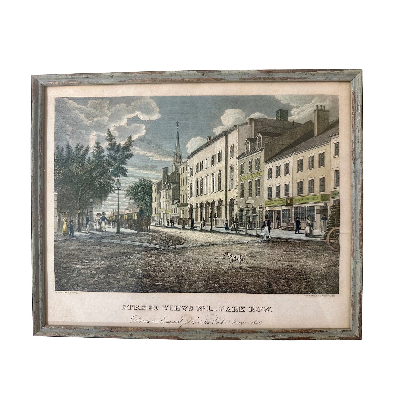 1830 New York City Engraving: No. 1 - Park Row by Charles W. Burton ...