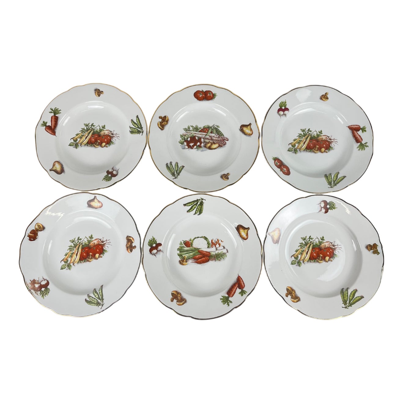 Le Potager Soup Plates from 6 KG Lunéville, 1950s-1970s, Set of 6 ...
