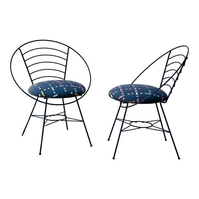 1970s Wrought Black Iron Atomic Hoop Chairs – a Pair | Chairish