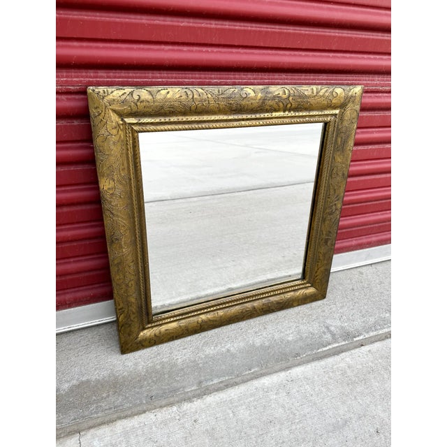 Vintage Brass Embossed Mirror | Chairish