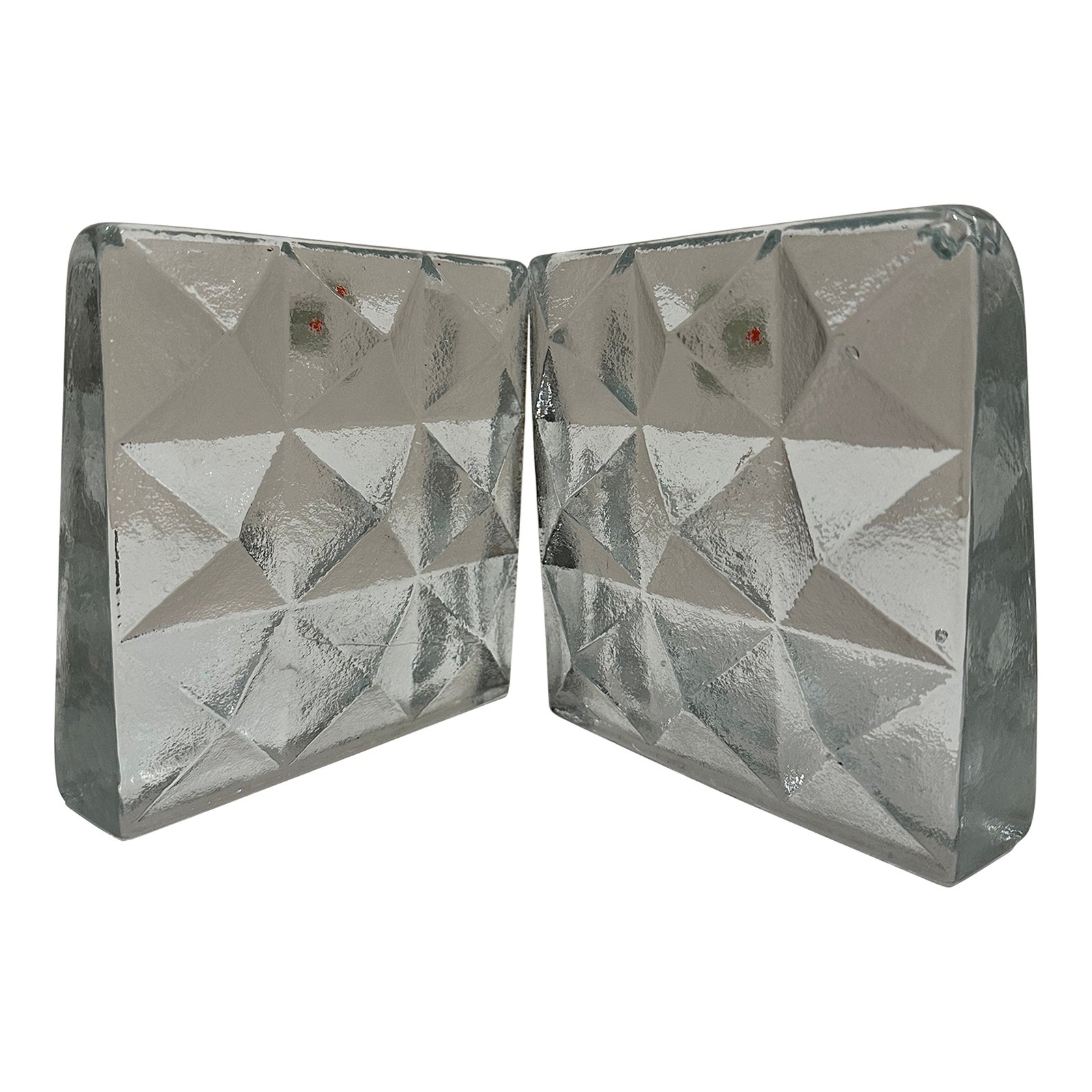 Vintage 1960s Blenko Glass Block Bookends - a Pair | Chairish