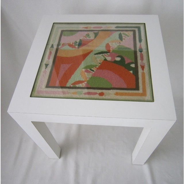 Parsons Side Table Needlepoint Insert | Chairish