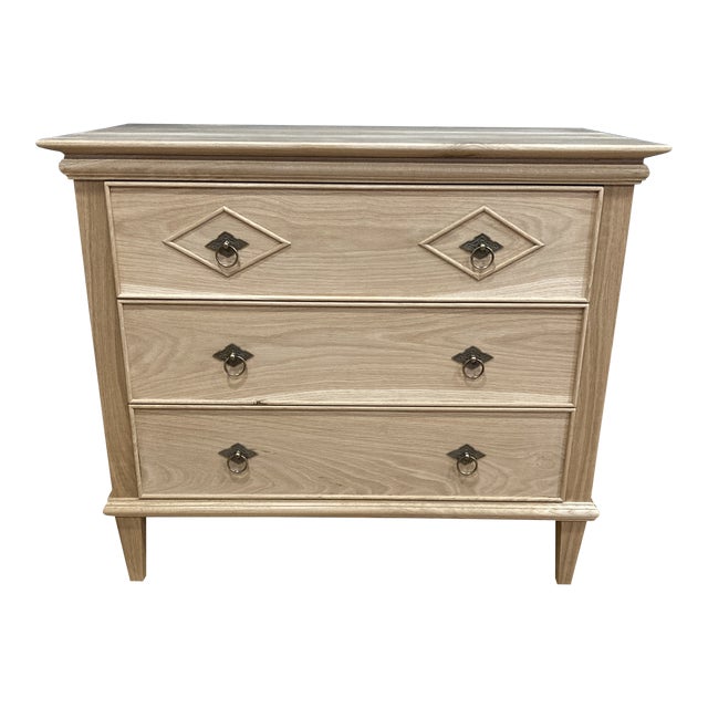 Contemporary Solid Oak 3-Drawer Night Stand | Chairish
