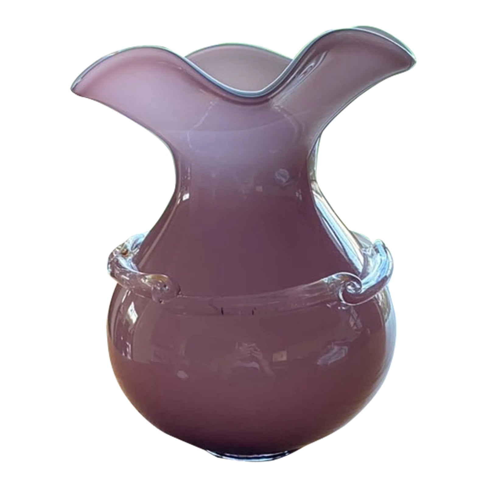 Early 21st Century Hand Blown Mauve Colored Glass Vase | Chairish