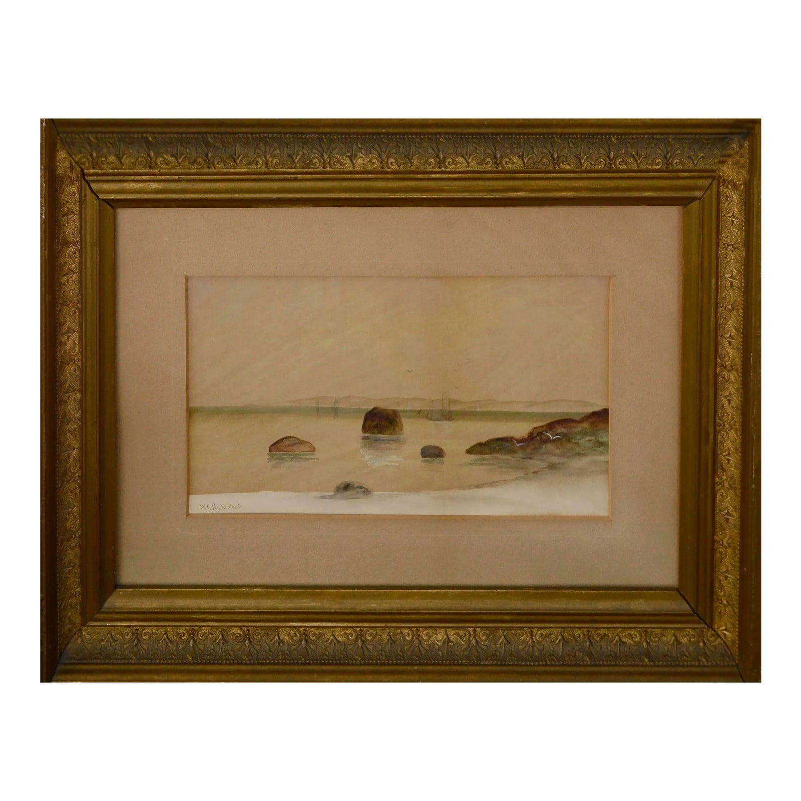 19th Century Watercolor Landscape -- Cape Ann, Gloucester Harbor by ...