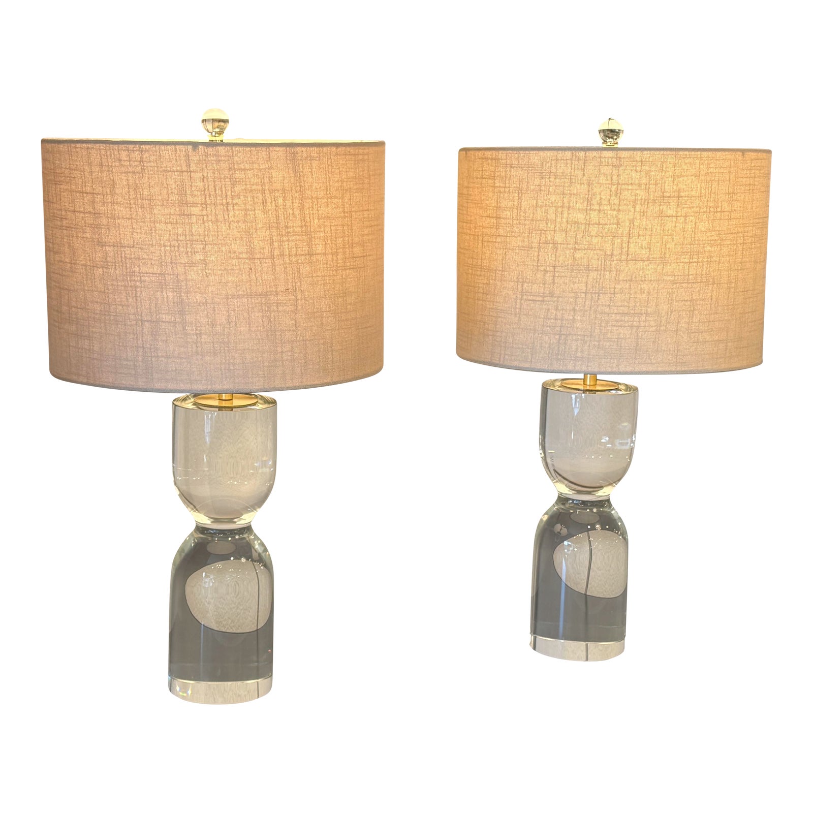 Regina Andrew Joan Crystal Column Table Lamps, Pair | Chairish