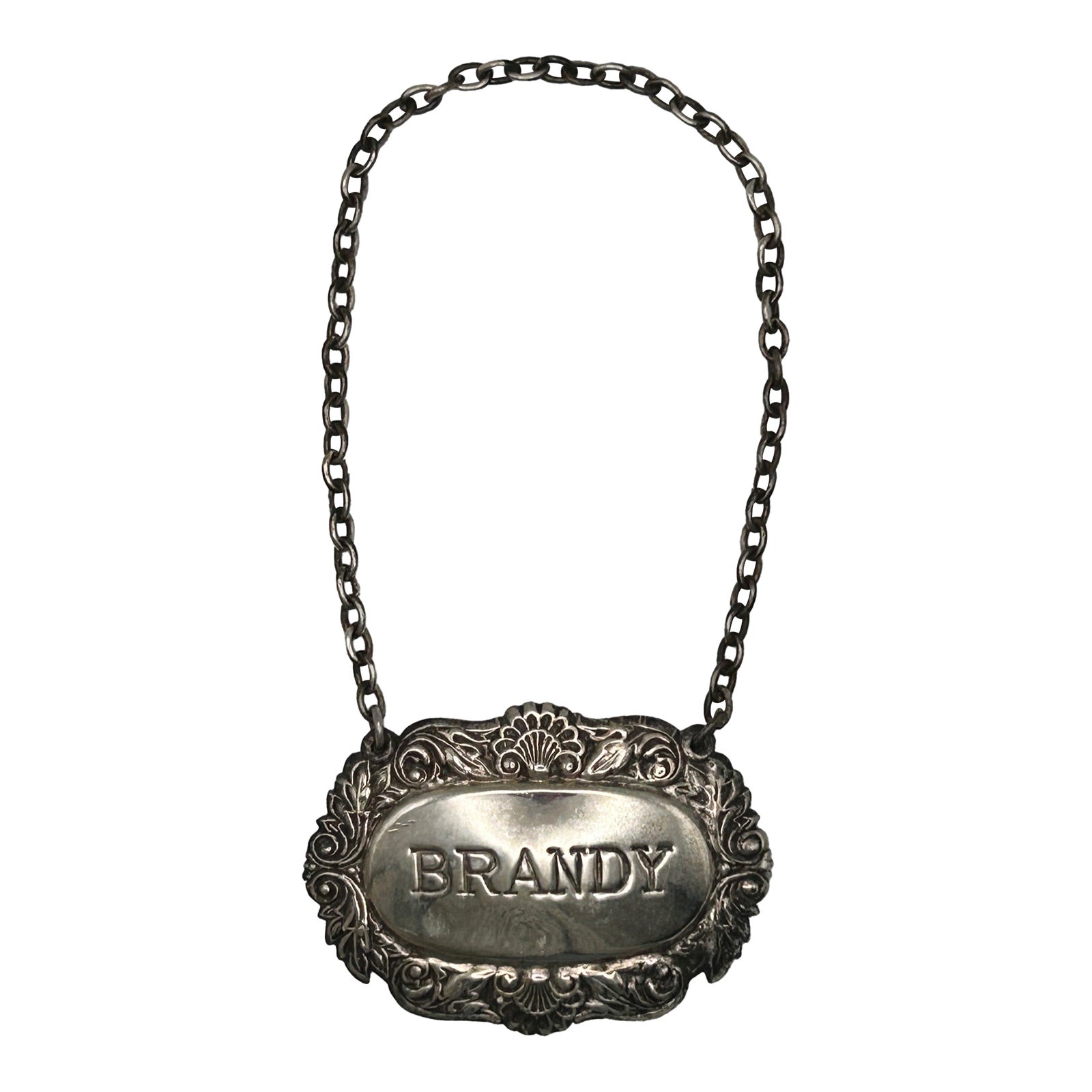 Antique Silver-Plated Brandy Label From England | Chairish