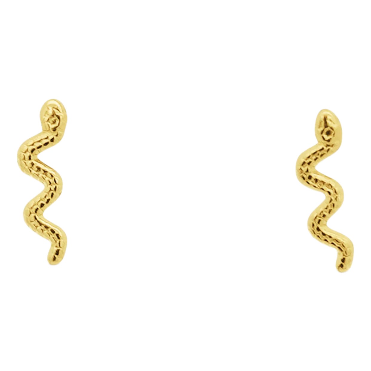 14k Solid Gold Snake Stud Earrings in Screw Back Closure - 2 Pieces ...