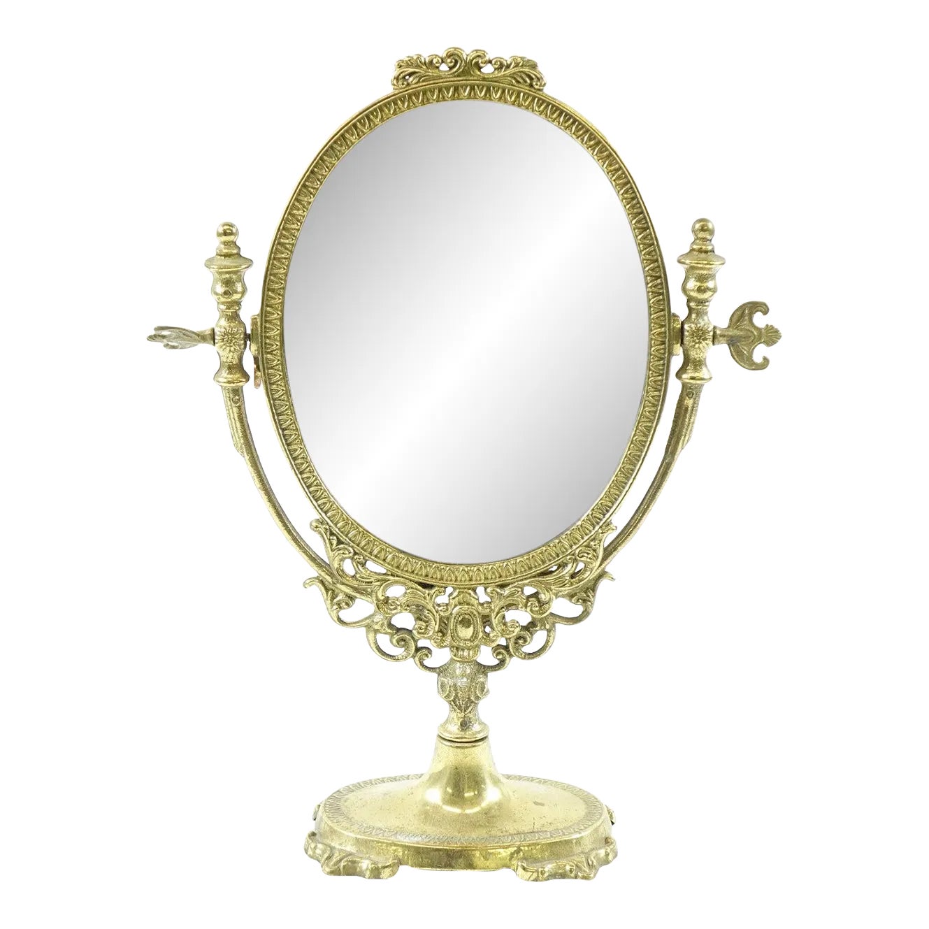 Antique European Brass Mirror Stand | Chairish