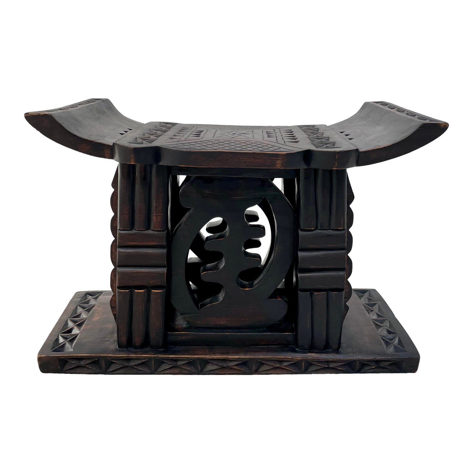 Vintage Ashanti Ghana Carved Wood African Chief Stool | Chairish
