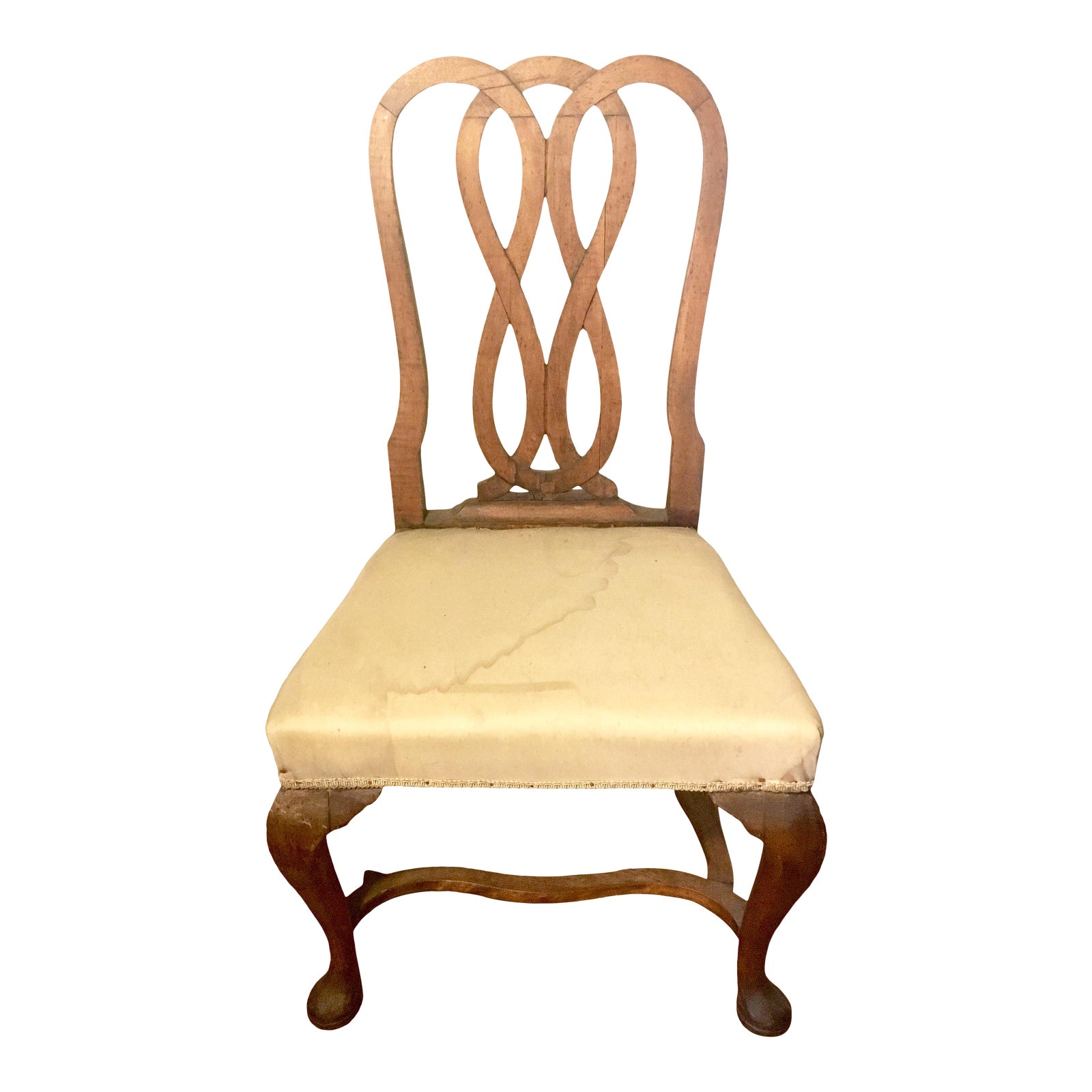 Flemish Pad Foot 18th Century Side Chair With Woven Knot Back | Chairish