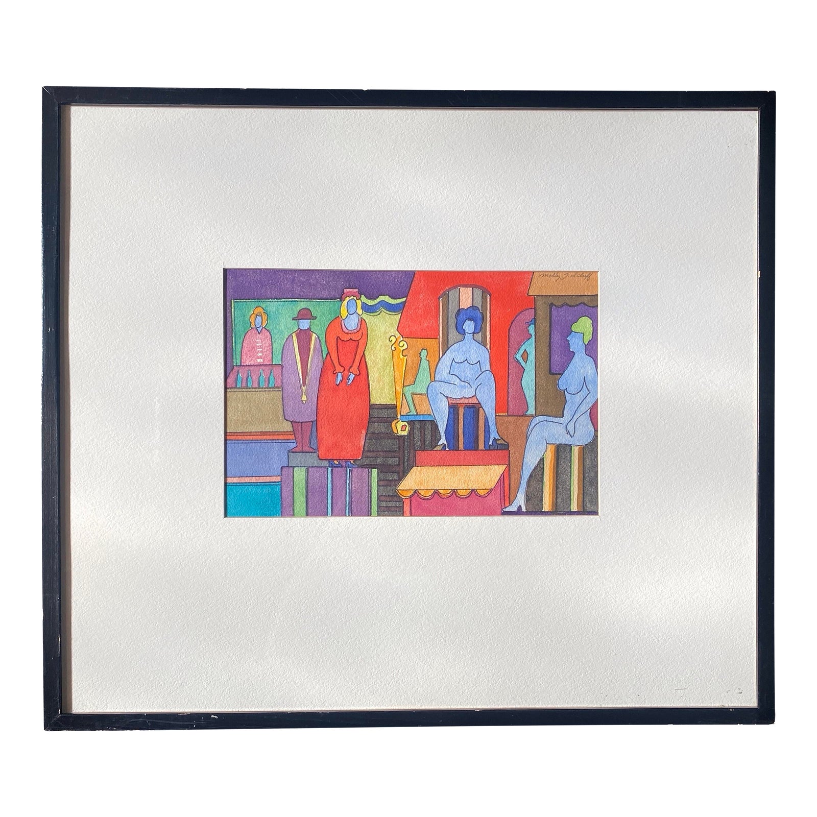 Molly Schiff 3 Penny Opera Watercolor Painting 1970s | Chairish