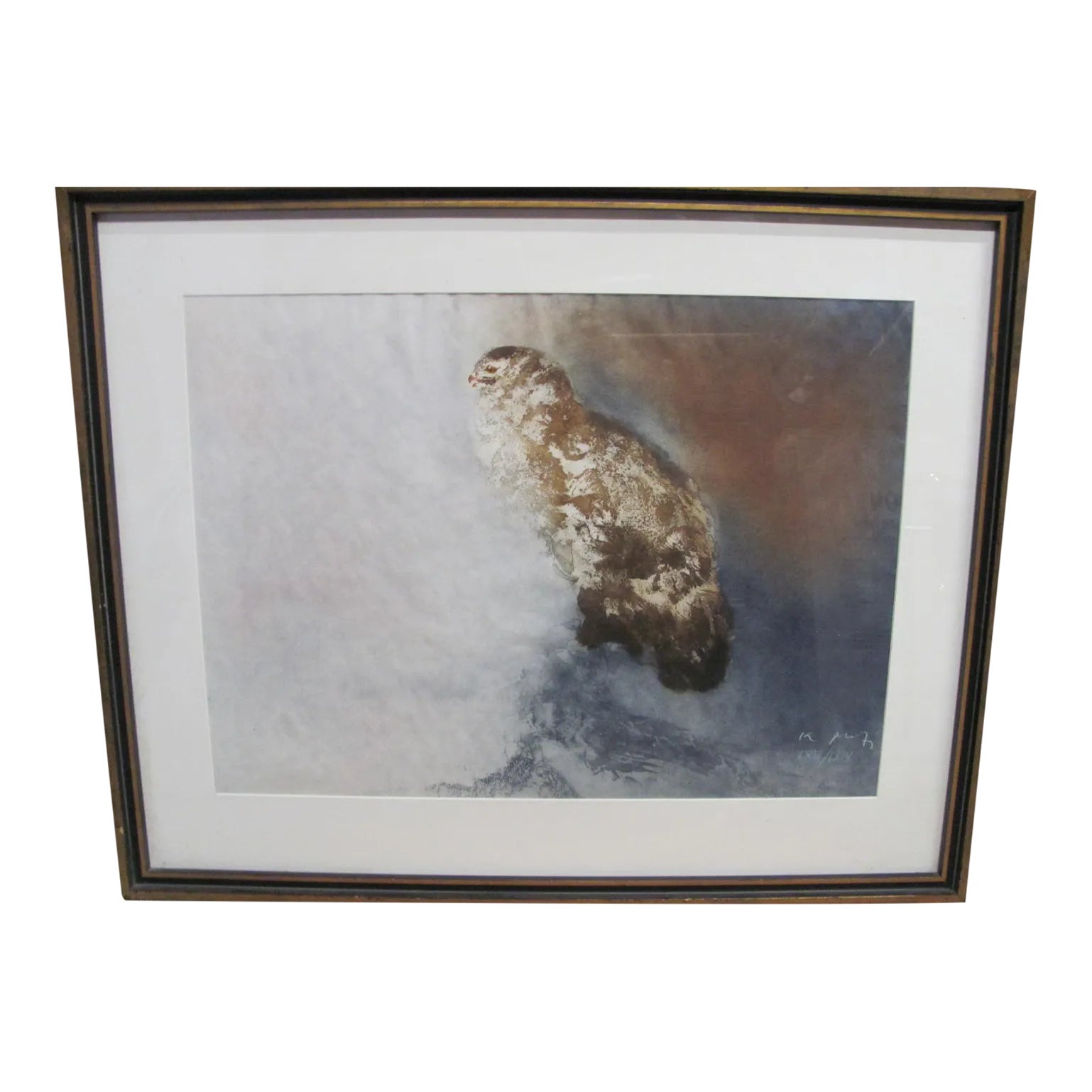 Kaiko Moti "Owl", 36"w X 29"h Print Under Plexi Signed and Numbered 63/ ...