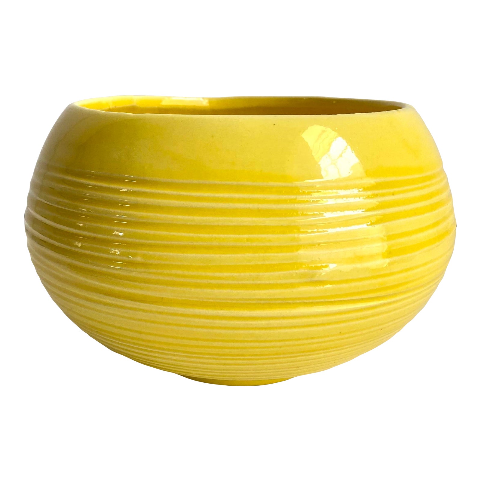 Mid Century 1960s Yellow Ceramic Planter | Chairish