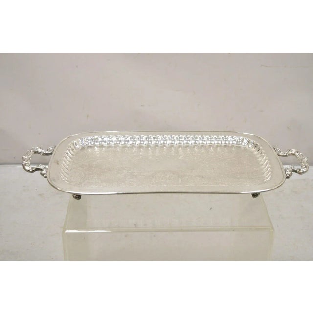 Vintage Leonard Silver Narrow Twin Handle Silver Plated Serving Platter ...