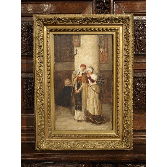 Antique French Church Painting Signed Du Mont, 19th Century | Chairish
