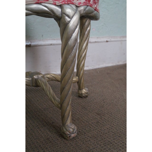 Vintage Hollywood Regency Silver Gilt Round Ottoman or Stool | Chairish