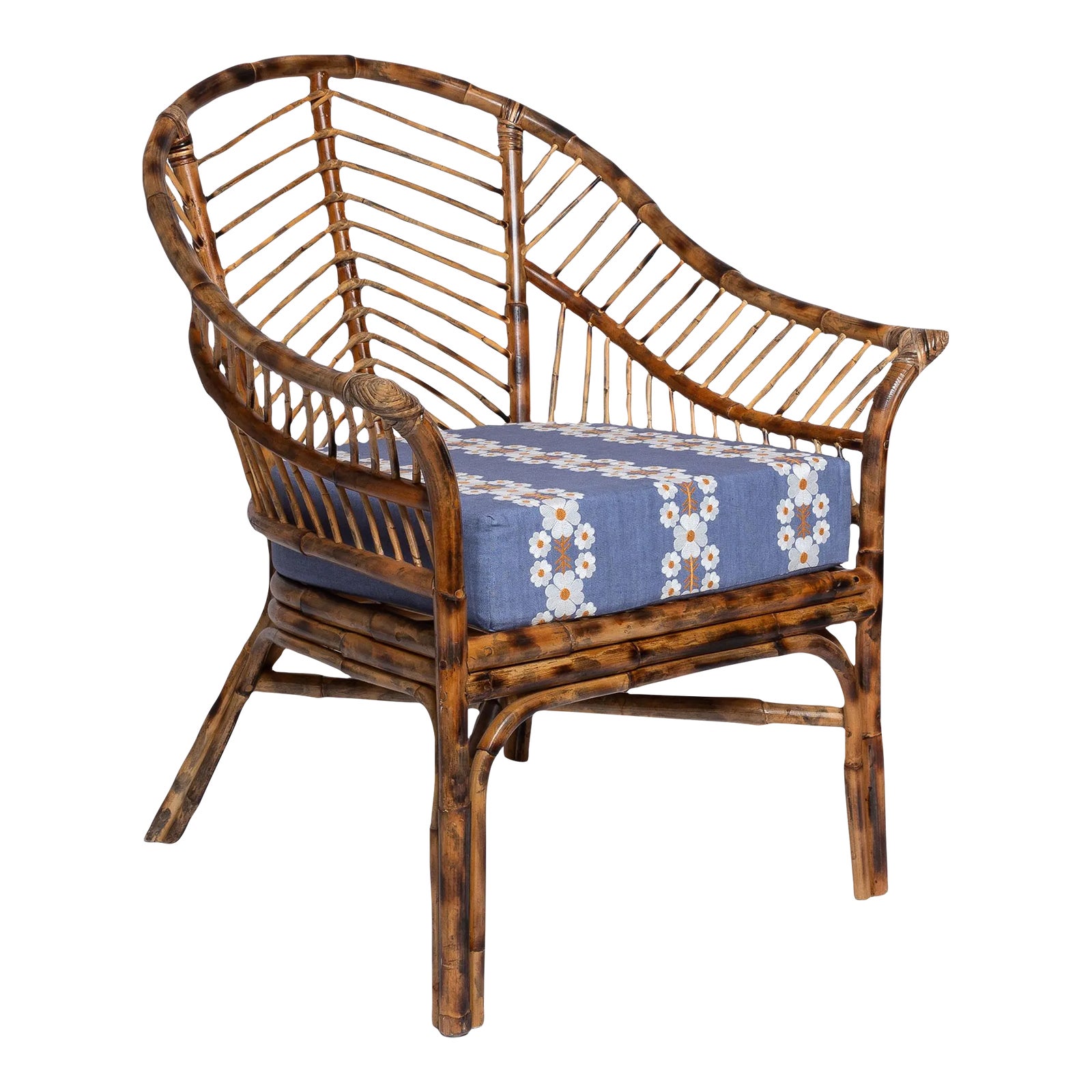 Sharland England Faux Bamboo Chair, Cornflower Blue | Chairish