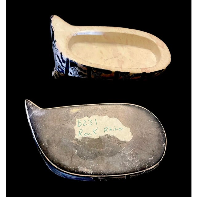 Mdi 20th Century Besmo Kenya Carved Stone Rhino Trinket Dish | Chairish