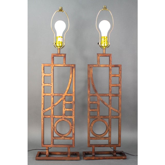 1970s Robert Sonneman Kovacs Post Modern Geometric Burnished Copper ...