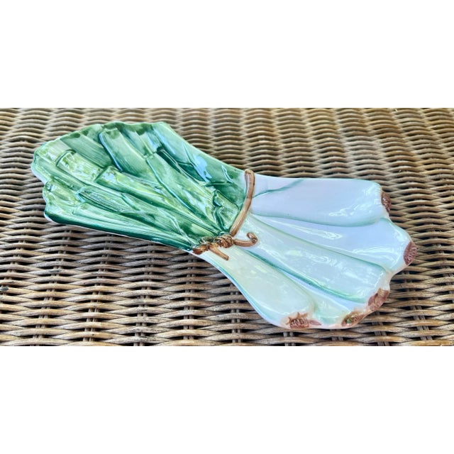 Italian Ceramic Tromp L’oeil Leek Dish | Chairish