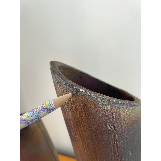 1990s Matthew Lovein Raku Studio Pottery Vessels - Set of 2 | Chairish