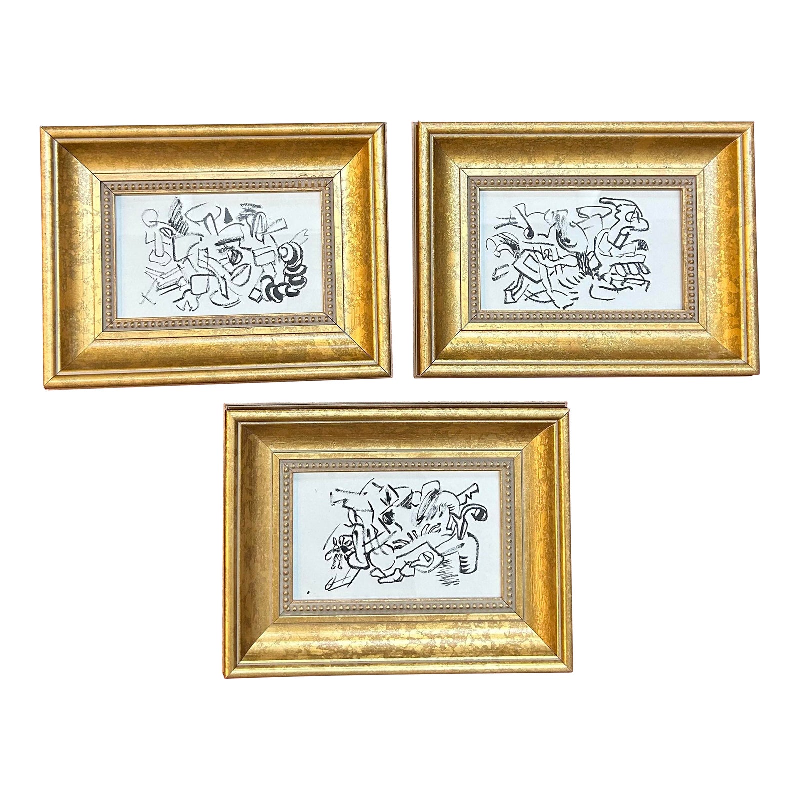 1950’s Three Original Abstract Expressionist Paintings - Set of Three ...