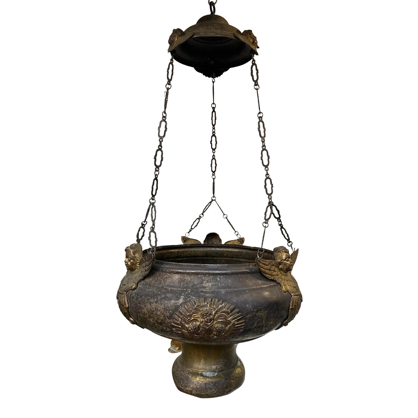 Antique Religious Thurible Censor/ Font/ Planter or Chandelier | Chairish