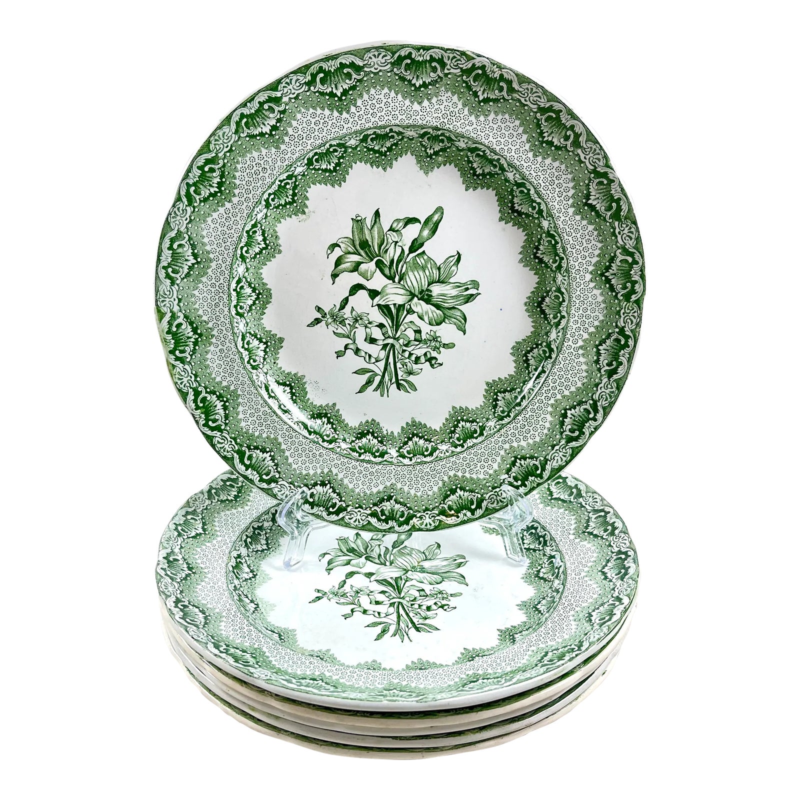 Late Spode Copeland Garrett Green Lily Luncheon Plates 1830s, Set of 6 ...