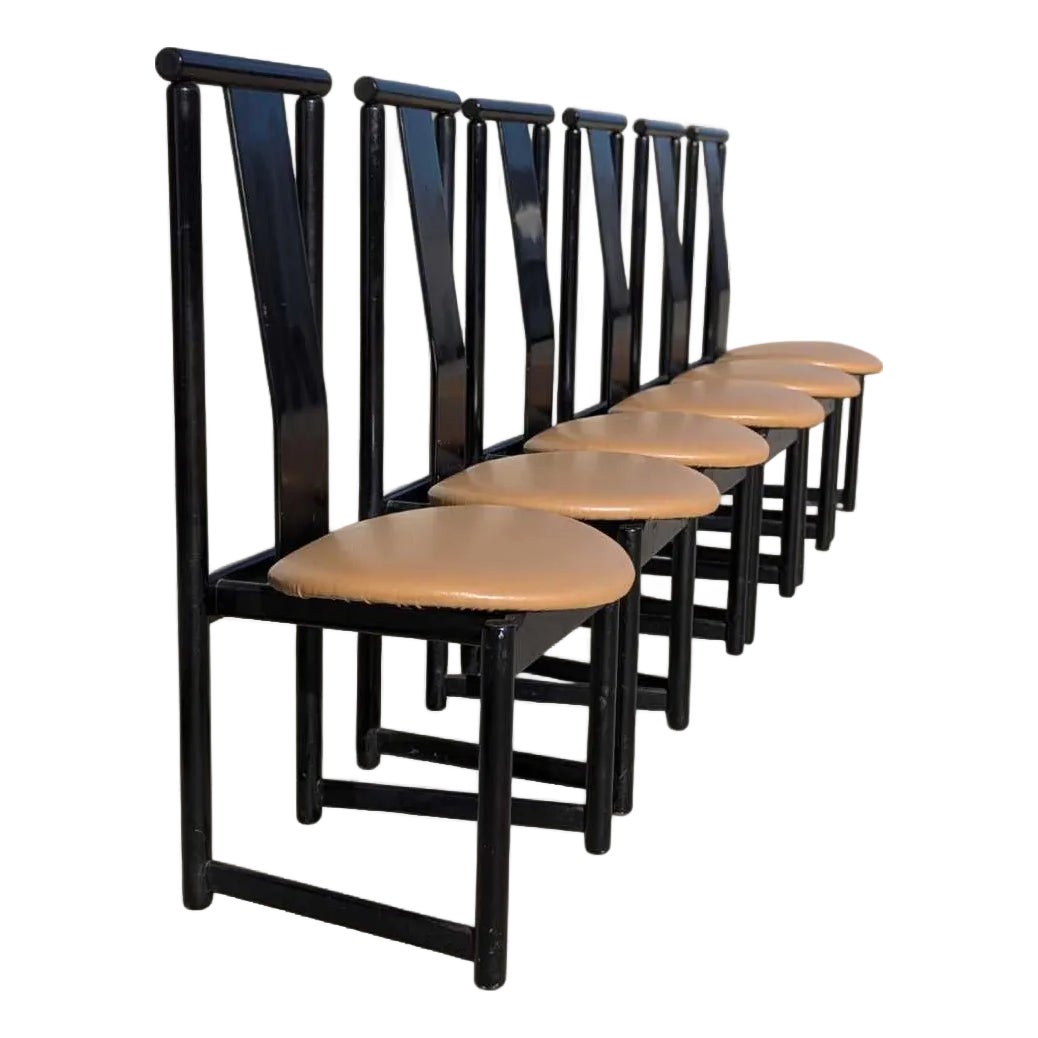 Postmodern Dining Chairs, Black Lacquer, 1980s | Chairish