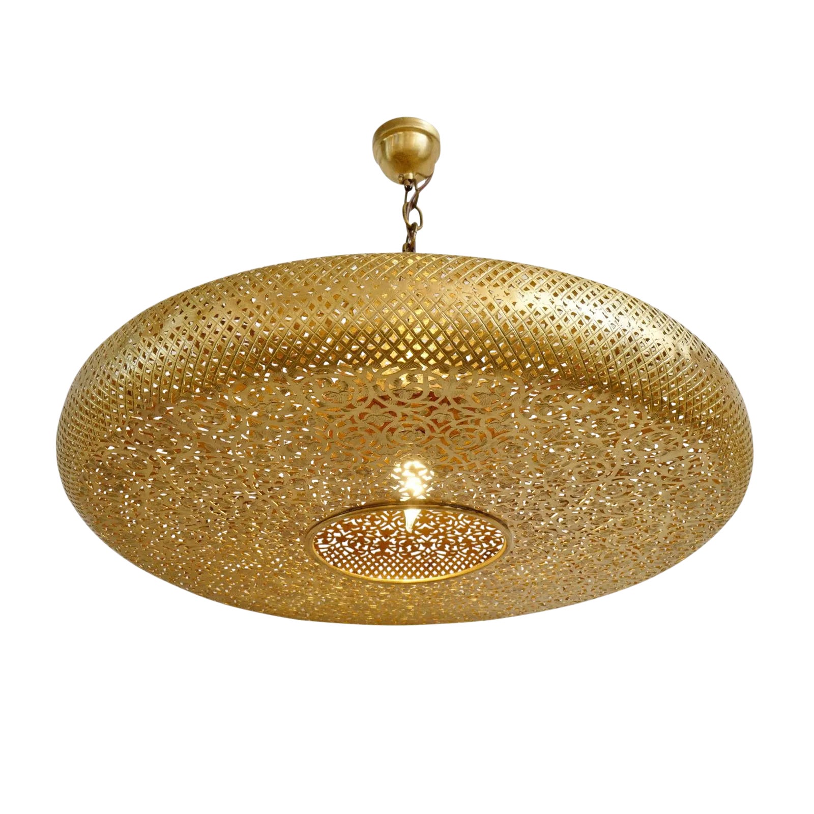 Brass Work Pancake Lantern Large | Chairish