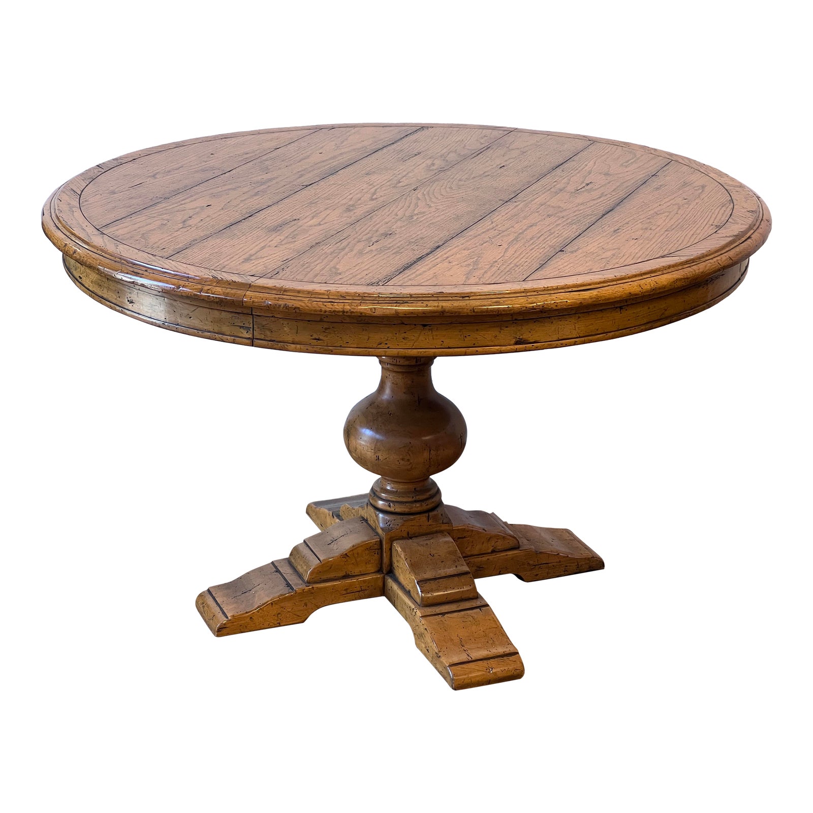 Guy Chaddock Oak Pedestal Dining Room Extension Table | Chairish