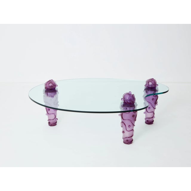 Large Signed Purple Resin Glass Coffee Table Garouste & Bonetti 1990s ...
