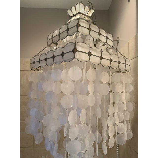 1960s Vintage Hanging Capiz Shell Lamp Square Shape | Chairish