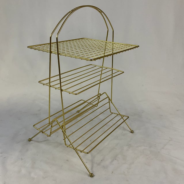 Mid-Century Atomic Metal Reading Materials Side Table Stand With Book ...