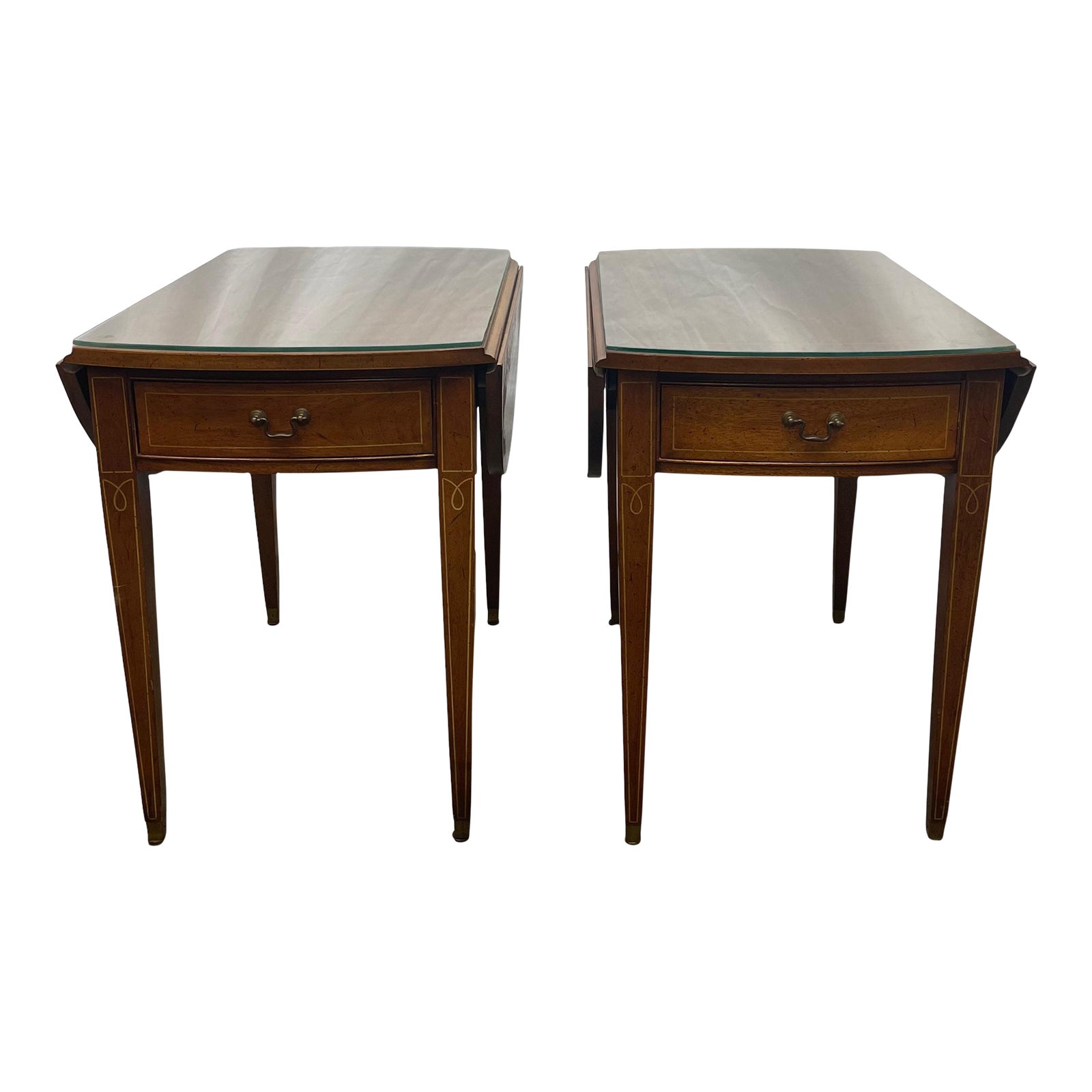 Vintage Federal Style Mahogany Drop Leaf / Pembroke Side Tables - Pair ...