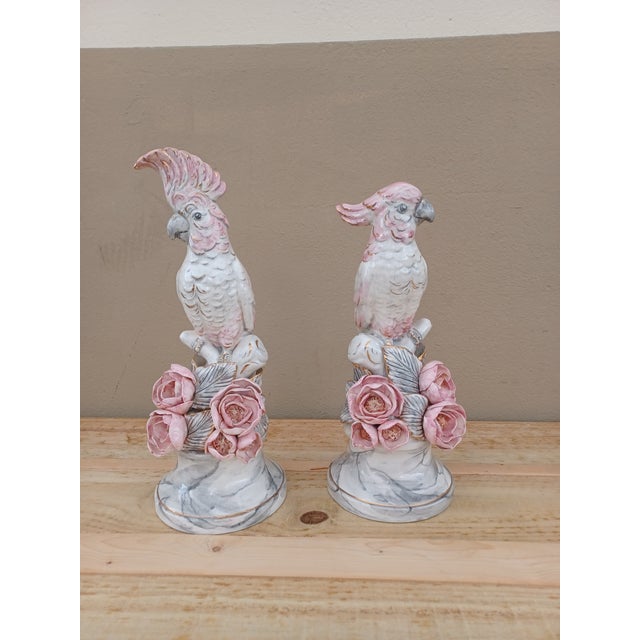 Mid 20th Century Ceramic Cockatoo Figurines- a Pair | Chairish