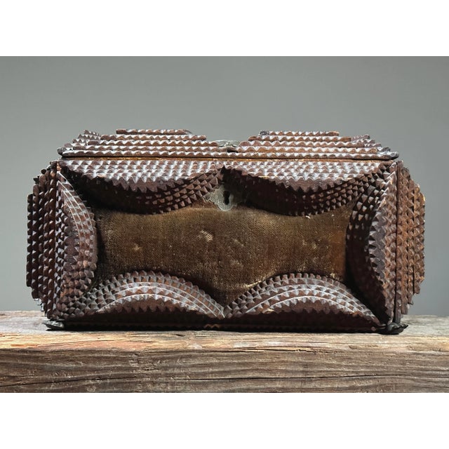 Rare 19th C. Chip Carved Tramp Art Box With Draped Detailing/Folk Art ...