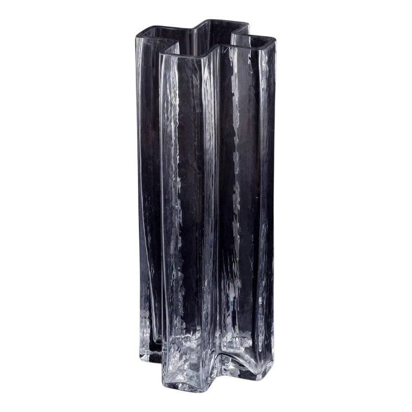 Vintage Cross Vase in Clear Molded Glass from Holmegaard | Chairish