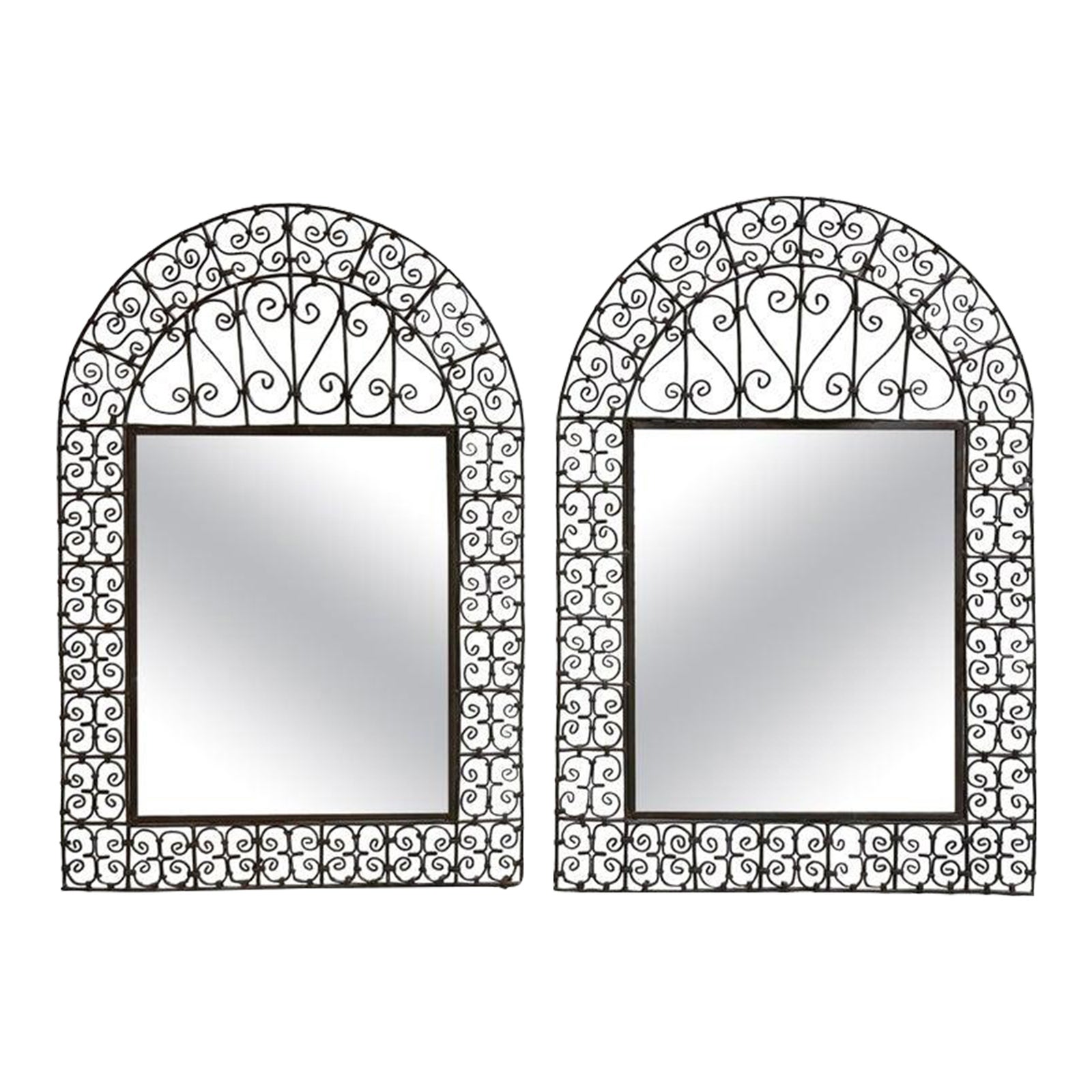 Late 20th Century Spanish Colonial Wrought Iron Trellis Motif Mirror ...