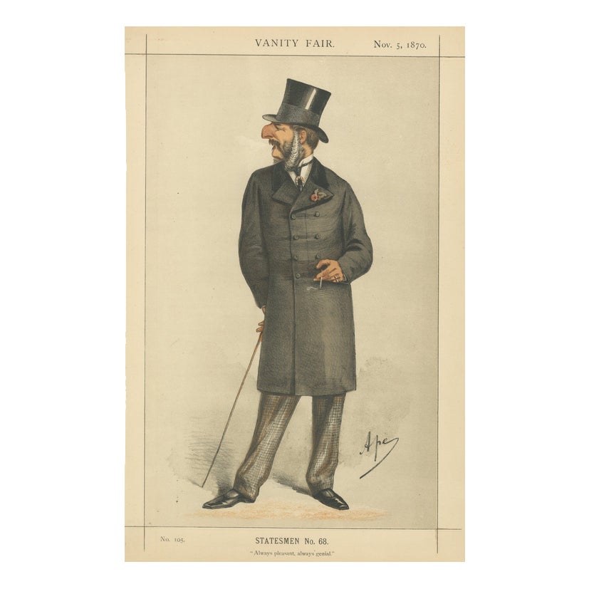 Victorian Gentleman with Cane Vanity Fair Statesmen, 1870, Paper | Chairish